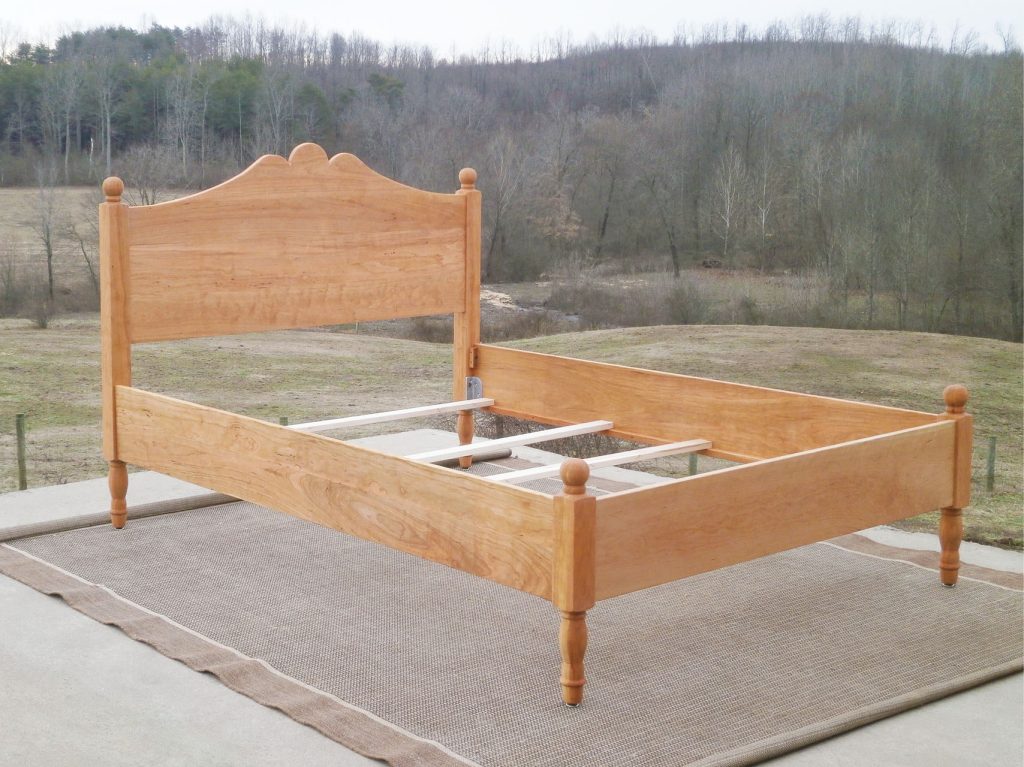 Wooden bed frame with posts store